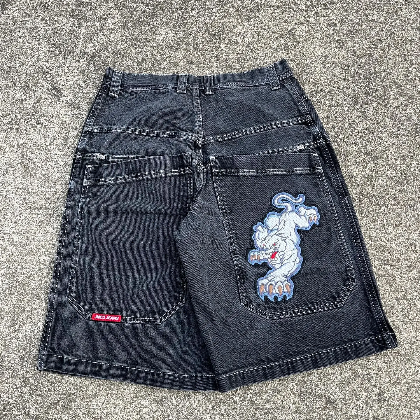 Flytonn-90s streetwear -JNCO Chinese Loong Hip Hop Denim Shorts 2000s