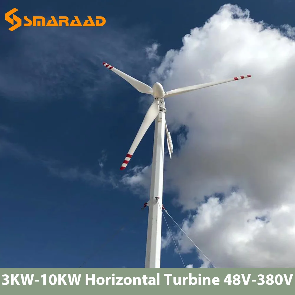 China Factory High Power 3KW 5KW 10kw Horizontal Axis Wind Turbine Domestic 48v 96v 120v Off ...