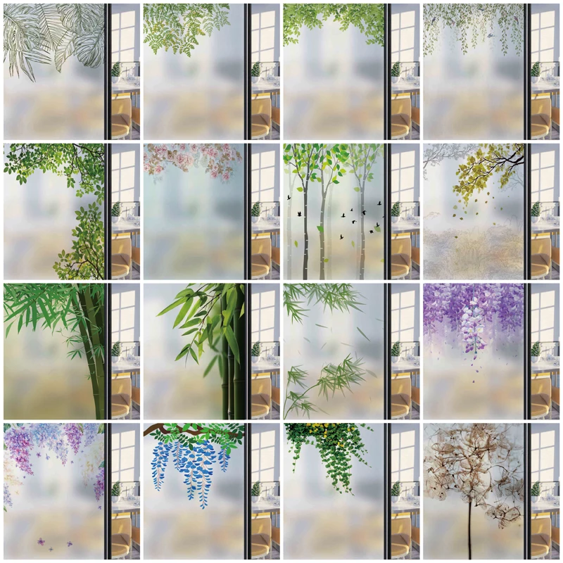 Frosted-Stained-Glass-Window-Film-Customized-Decor-Design-Leaf-Static ...