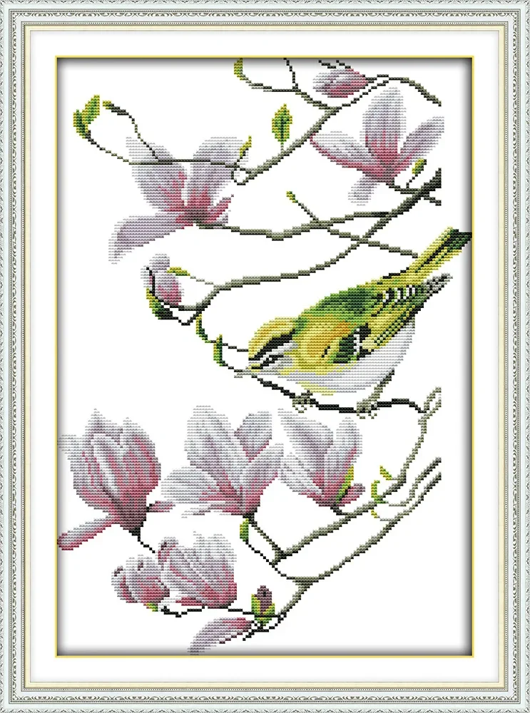 The-bird-with-yulan-cross-stitch-kit-Animal-flower-14ct-11ct-count ...