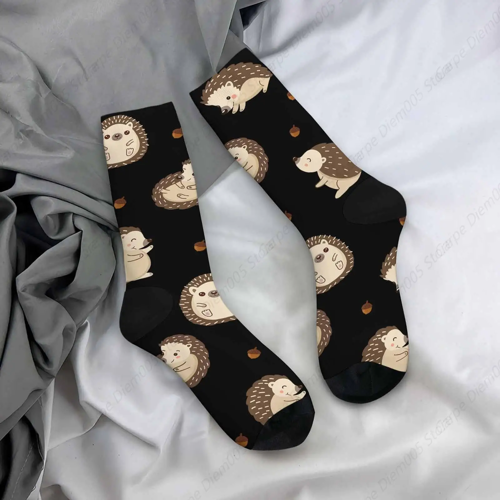 Cute Hedgehogs Unisex Socks Cartoon Little Hedgehog and Acorns Funny ...