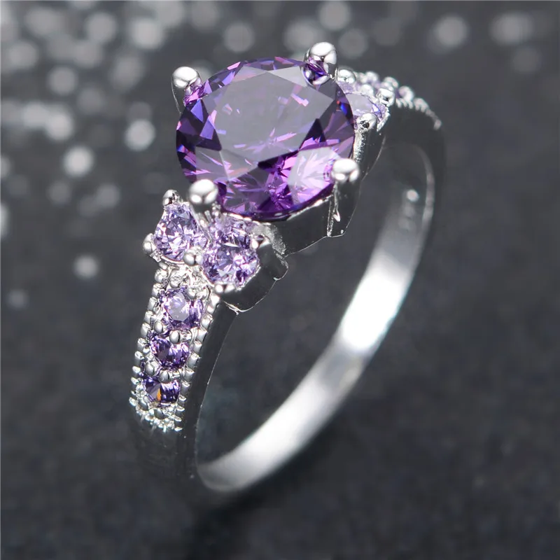 Classic-Purple-Pink-Blue-Stone-Round-Wedding-Bands-Silver-Color-White ...