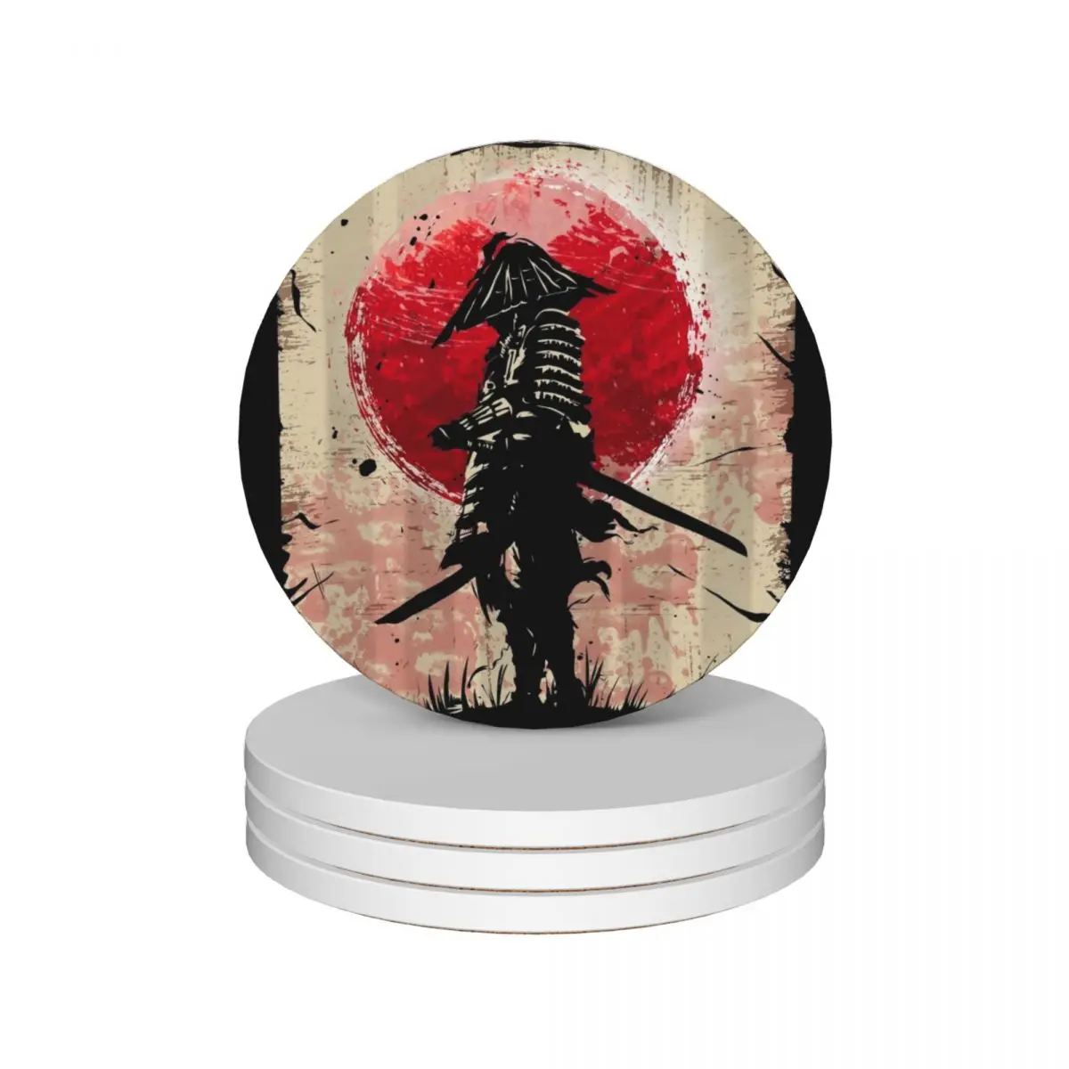 Japanese-Art-Samurai-Vintage-Fighter-Retro-Design-Ceramic-Coasters-Set ...