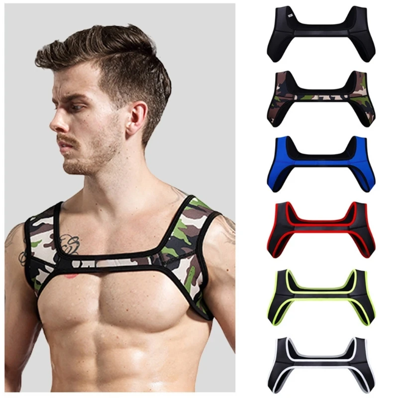 Neoprene-Men-Chest-Harness-Belt-Elastic-Shoulder-Body-Straps-Double ...