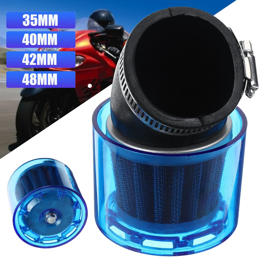 35-40-42-48mm-Bend-Elbow-Motorcycle-Air-Filter-Cleaner-Splash-Proof-For ...