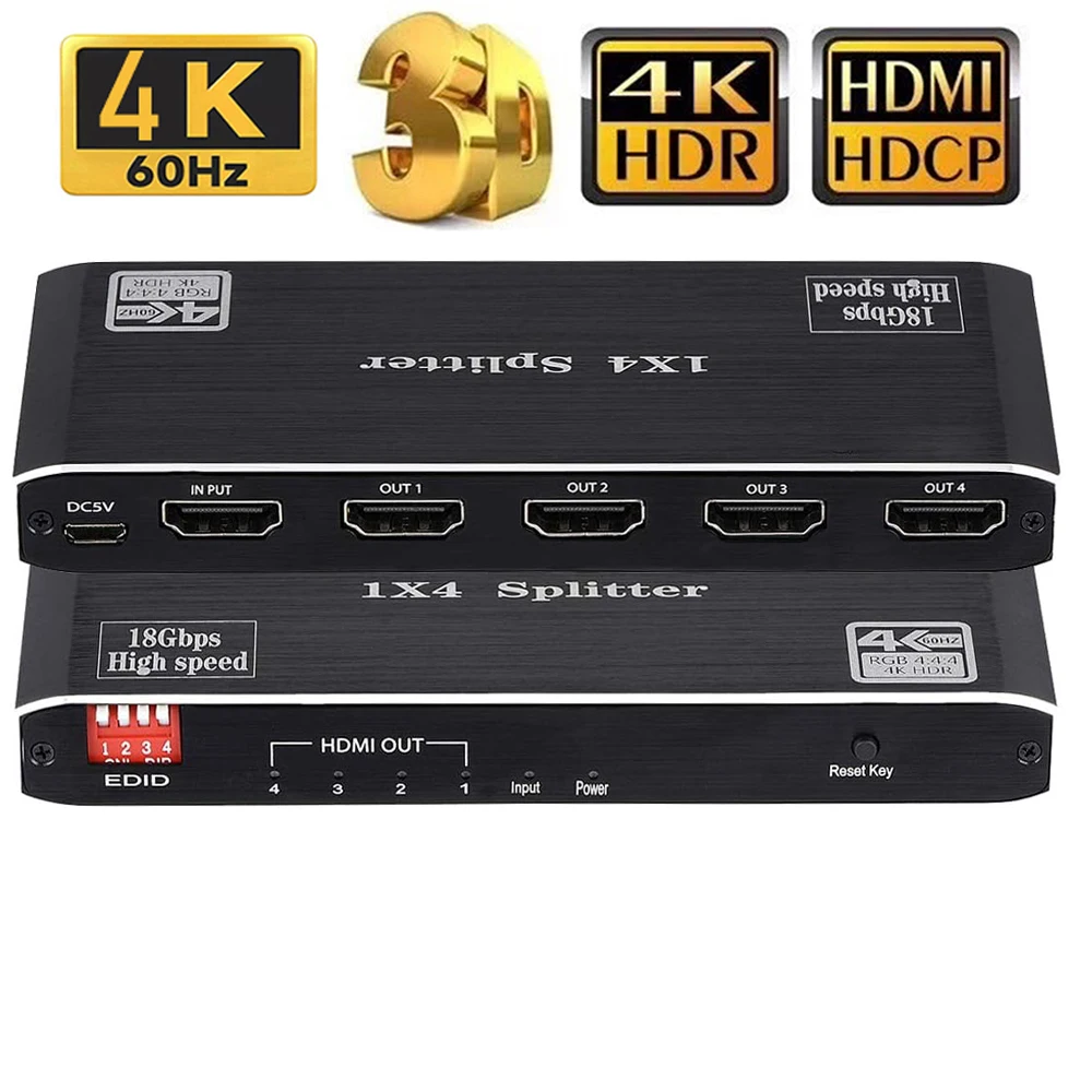 HDMI-2-0-Splitter-4K-60Hz-HDR-Splitter-HDMI-1-in-4-out-HDMI-Splitter ...