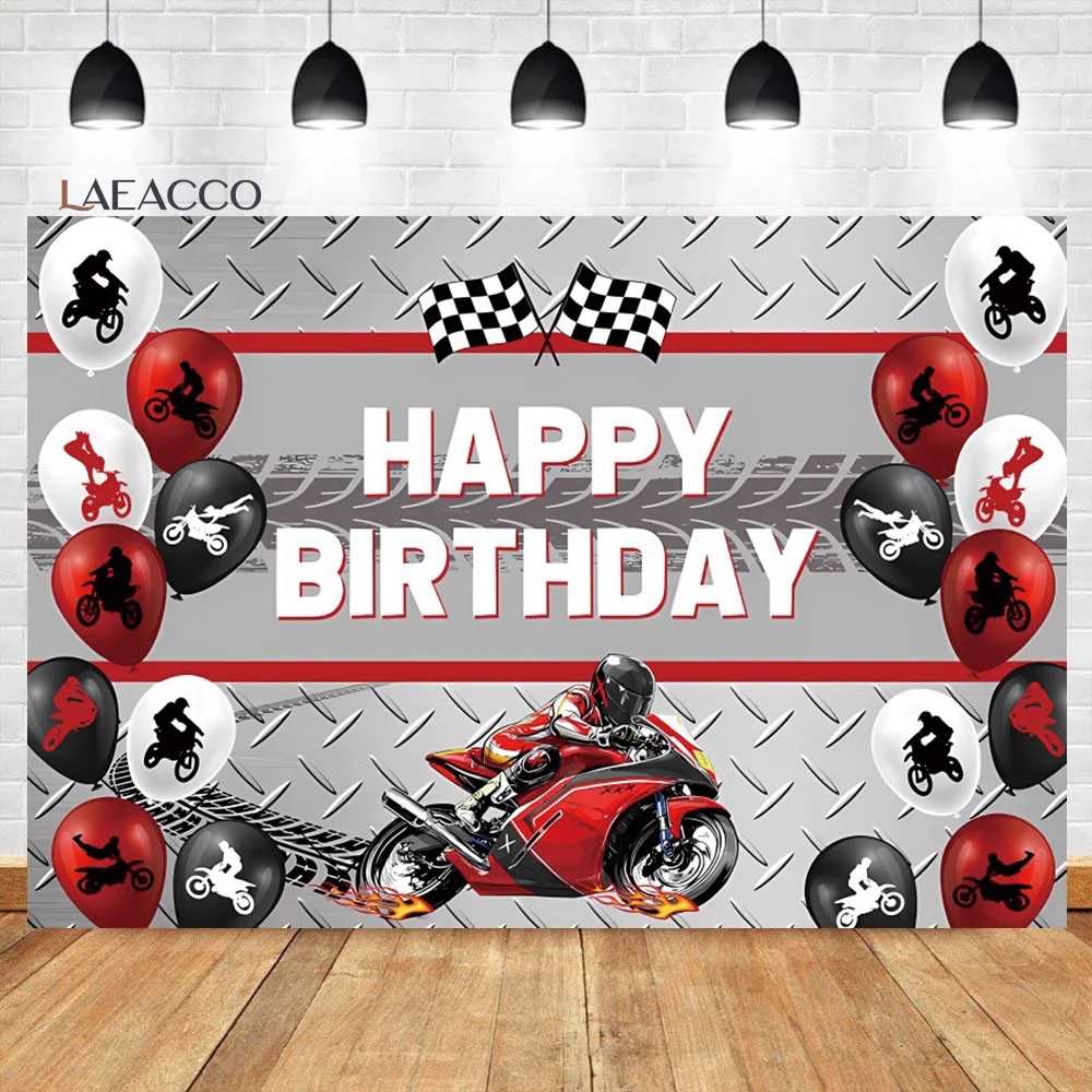 Laeacco-Red-Black-Motorcycle-Birthday-Party-Backdrop-Dirt-Bike-Race ...