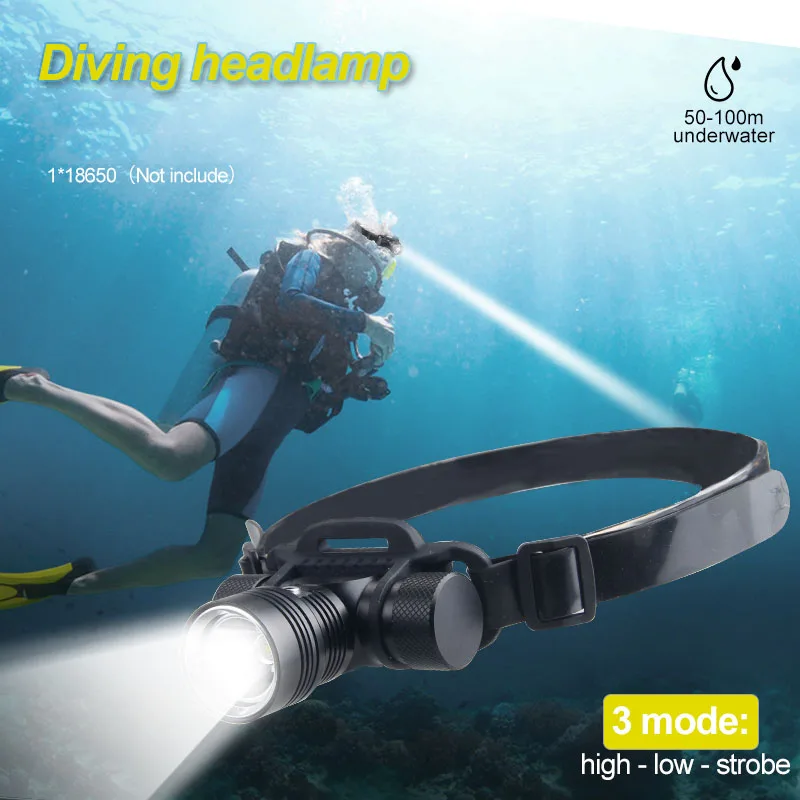 10000LM-LED-Headlamp-Diving-Headlight-black-with-Built-in-Battery ...