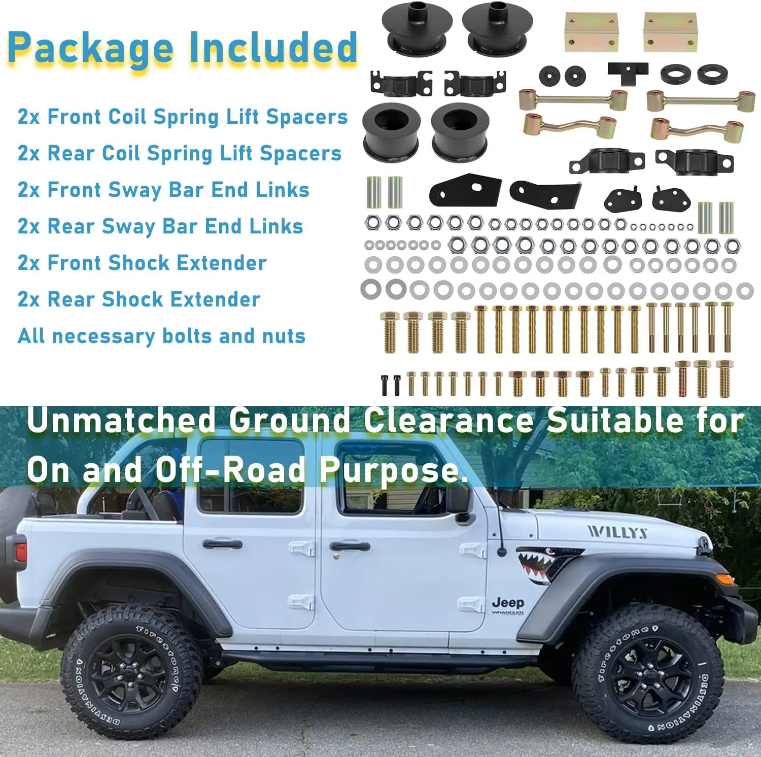 Lift Kit For 2018-2022 Jeep Wrangler JL JLU Front Rear, 03/05/2024