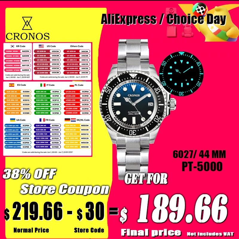 Cronos-Automatic-Diving-Watch-Stainless-Steel-2000-Meters-Water ...