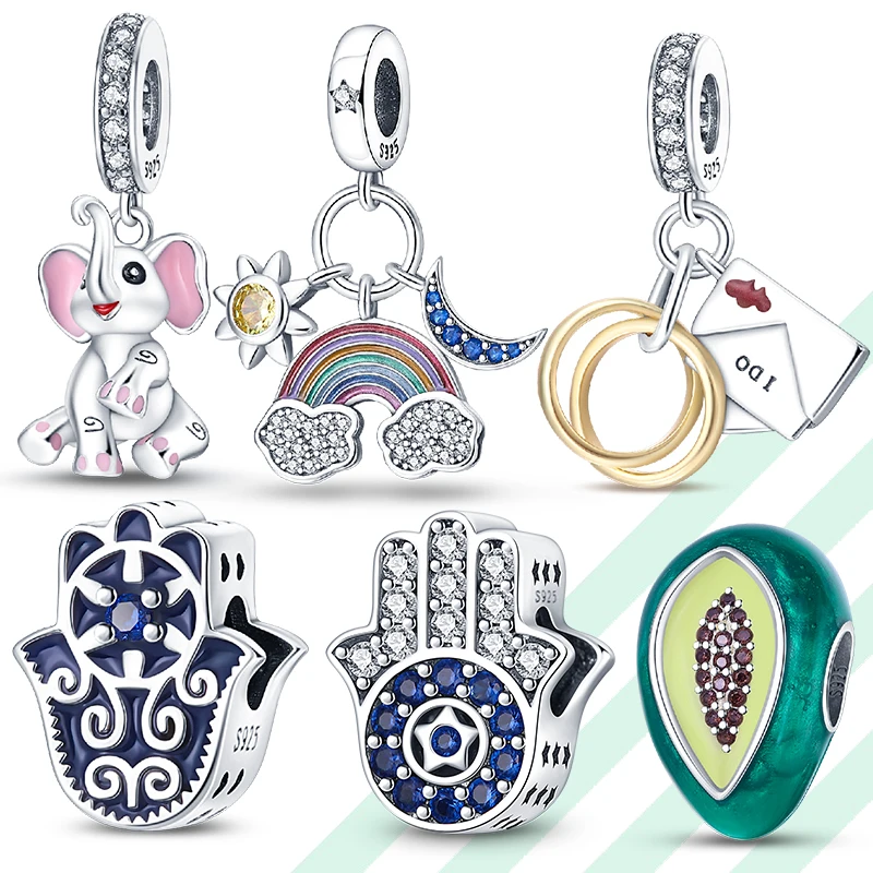 Abalorios-de-plata-de-ley-925-para-mujer-Charms-de-aguacate-y-elefante ...