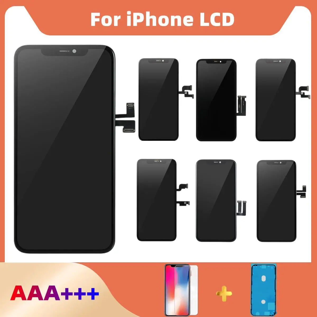Pantalla LCD de repuesto para móvil, digitalizador táctil de grado AAA +, para iPhone X, XR, XS ...