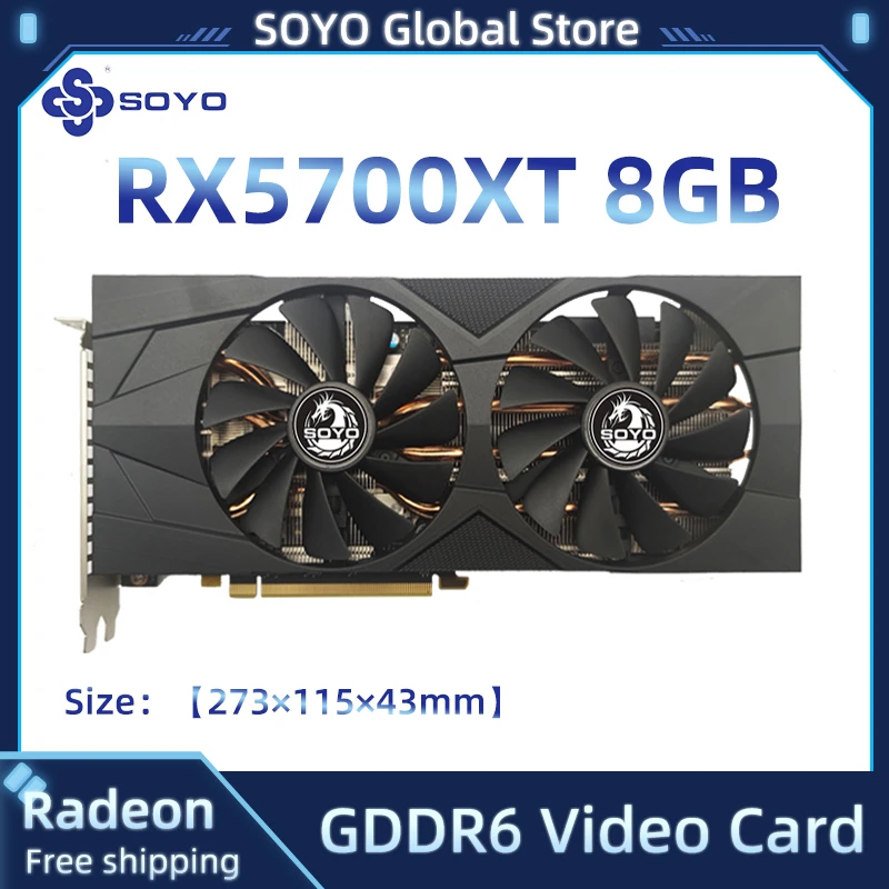 SOYO tarjeta gráfica RX 5700XT 5500XT de 8GB, GPU GDDR6 de 256 bits, 8 ...