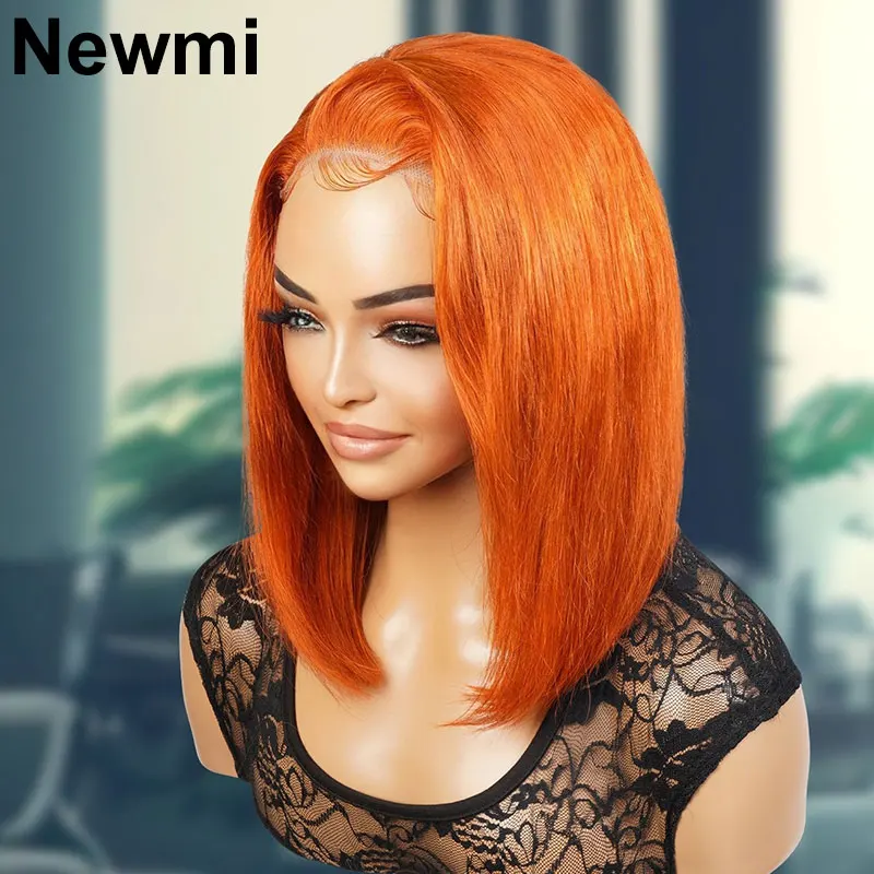 Glueless-Ginger-Orange-Bob-Lace-Front-Wig-Human-Hair-Wear-and-Go-Bob ...