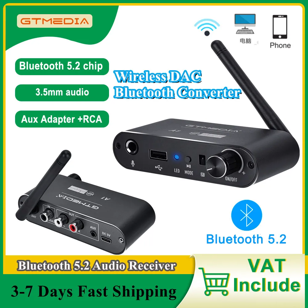 GTmedia-A1-DAC-Bluetooth-5-2-Receiver-Transmitter-Optical-Coaxial-AUX ...