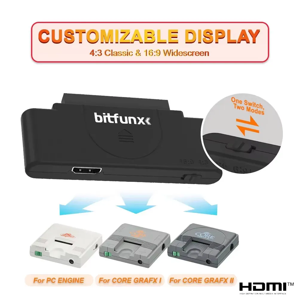 BitFunx RGB To 1080p HDMI™ Adapter For PCE PC Engine Console Support 16 ...