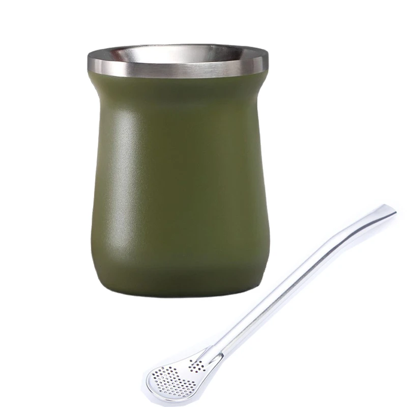 340ml 304 Stainless Steel Vacuum Beer Mug Filter Spoon Double-layer ...