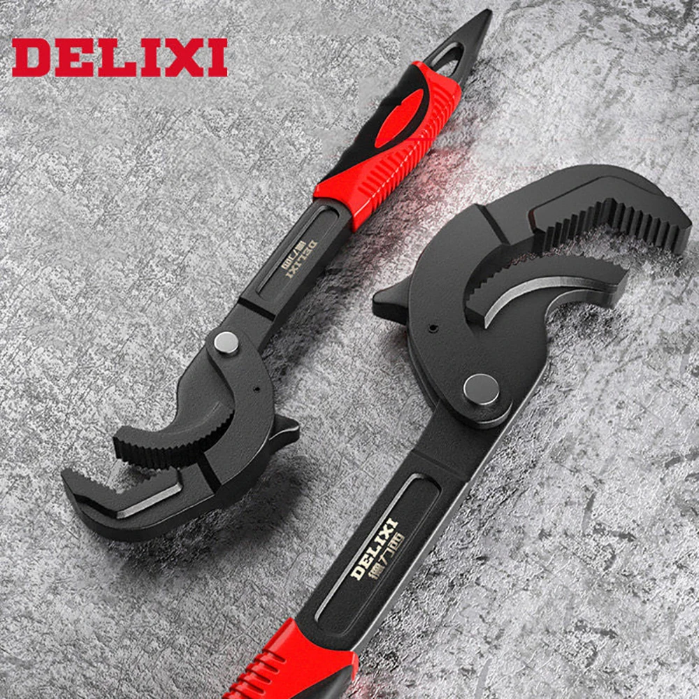Delixi Universal Wrench Multi-function Adjustable Spanner Movable Plate Quick Opening Pipe ...
