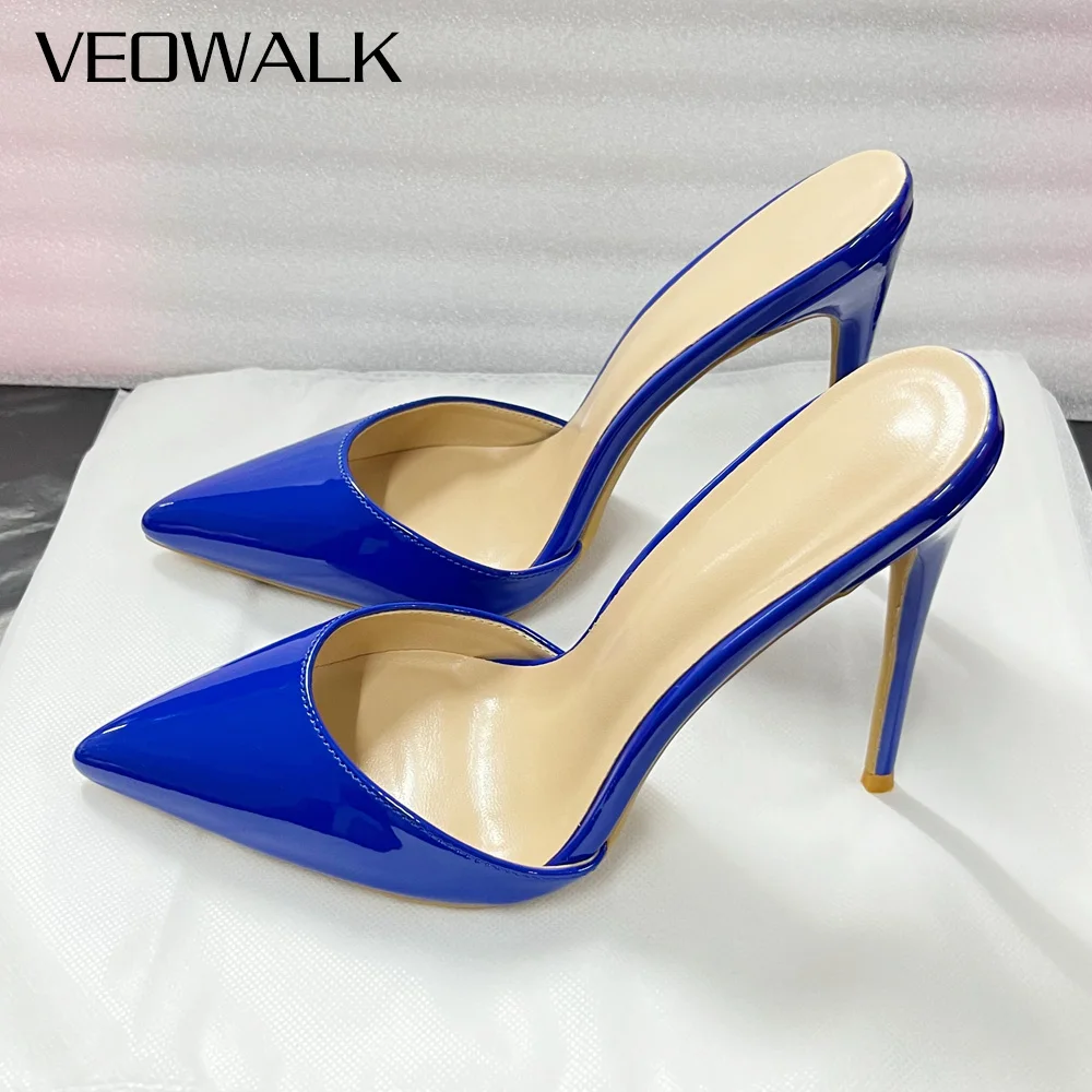New Sexy Party Shoes For Woman Blue Patent Pointed Toe 12cm Stiletto ...