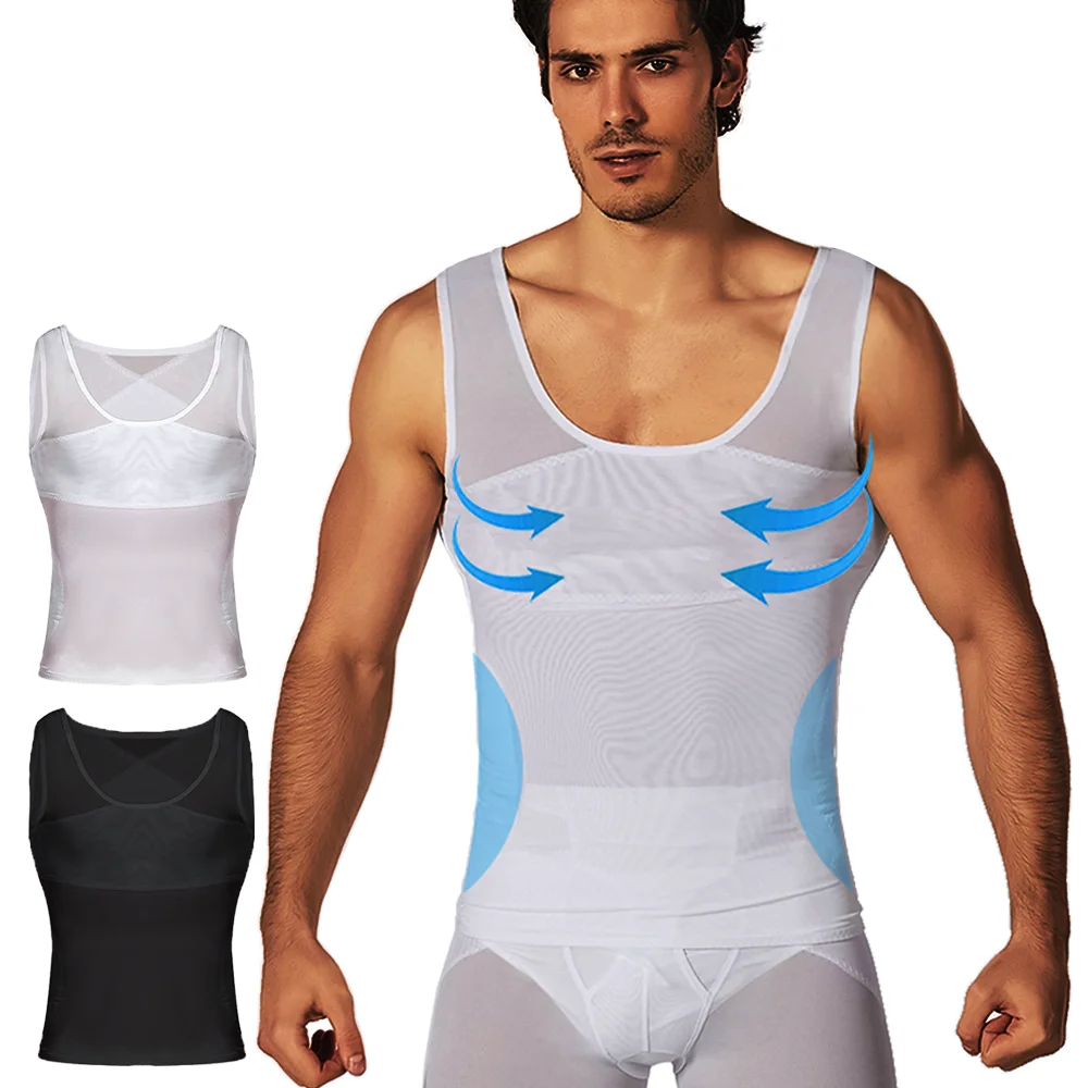 Men Fitness Clothes Slimming Compression Vest Undershirts Workout Waist ...