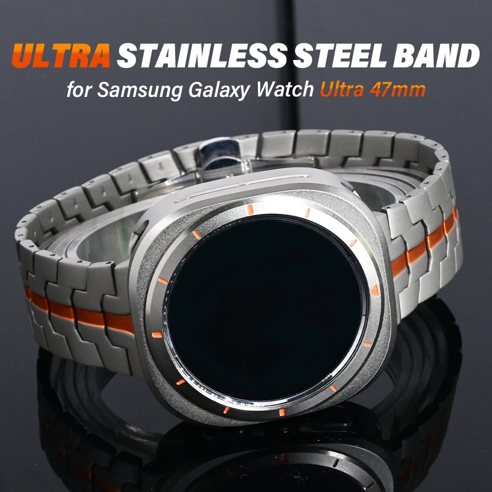 Titanium Orange Metal Strap for Samsung Galaxy Ultra Men Stainless ...