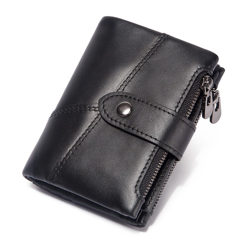 New 2022 RFID Wallet Men Short Genuine Leather Men's Wallet Cowhide ...