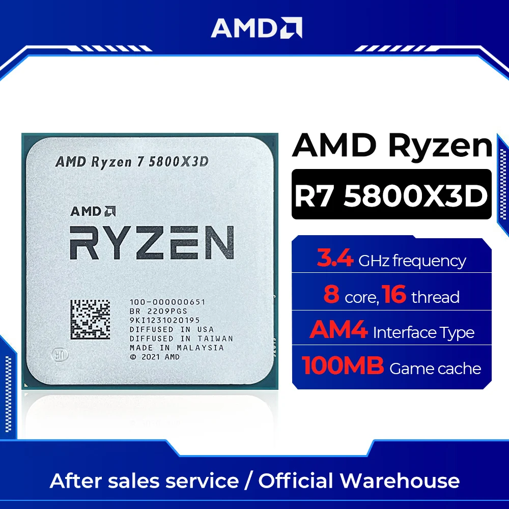Amd 새로운 ryzen 7 5800x3d r7 5800x3d 3.4GHz 8 코어 16 라인 cpu 프로세서, 7nm l3 ...