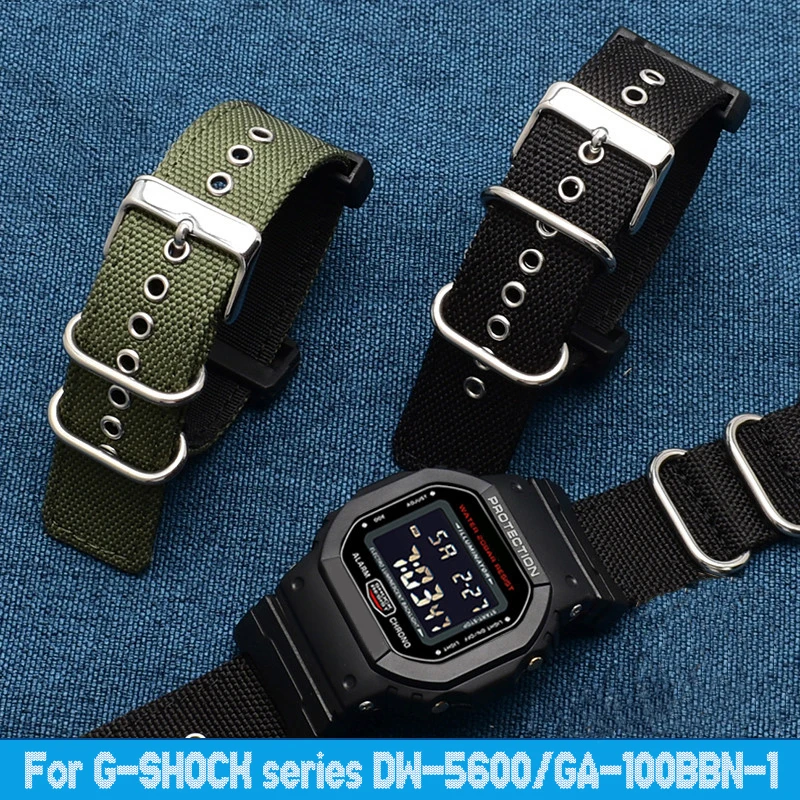 Soft 22MM Bracelet For Casio G-SHOCK Canvas Watch Strap DW-5600BBN GW ...