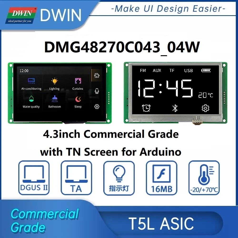 DWIN 4.3inch commercial grade LCD Display , 480x272 / 800*480 for Arduino / esp32 HMI Smart ...