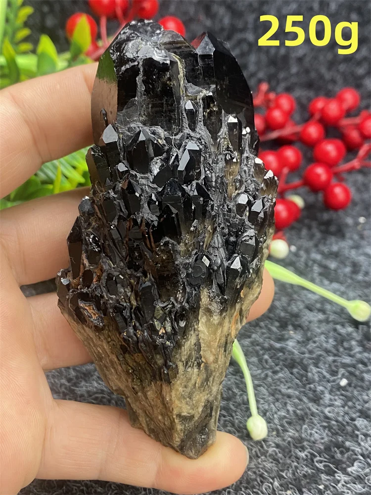 Natural-Black-Crystal-Pineapple-Cluster-Mineral-Reiki-Healing-Quartz ...