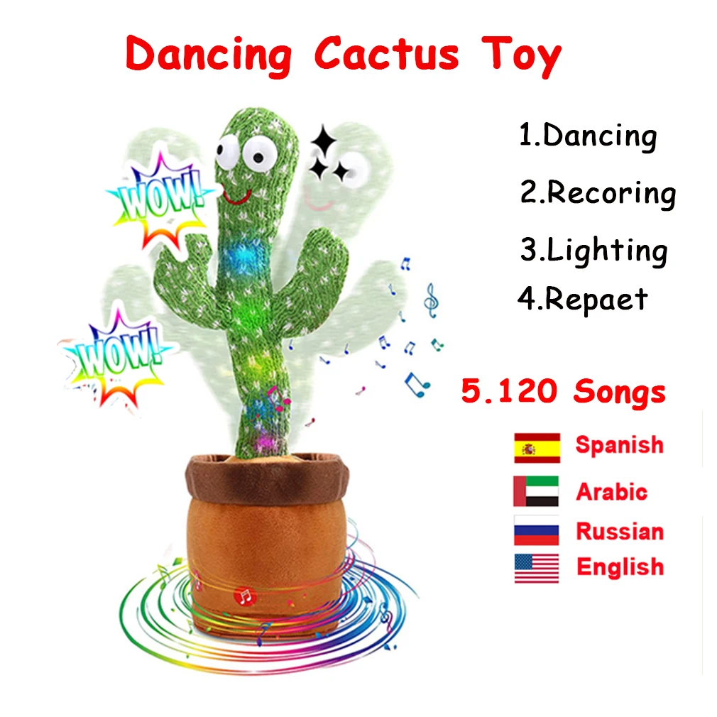 Rechargeable Dancer Cactus Russian Spanish English Arabic Songs Talking ...