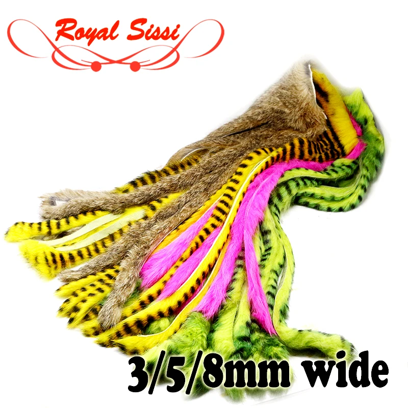 New half skin fly tying rabbit zonker strips 3mm/5mm/8mm width pre-cut ...
