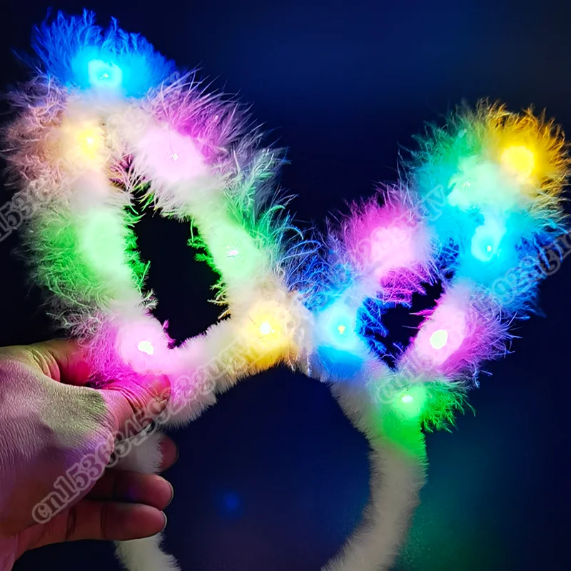 5pcs-LED-Feather-Rabbit-Ear-Headband-Light-Up-Bunny-Ear-Hairband-Hair ...