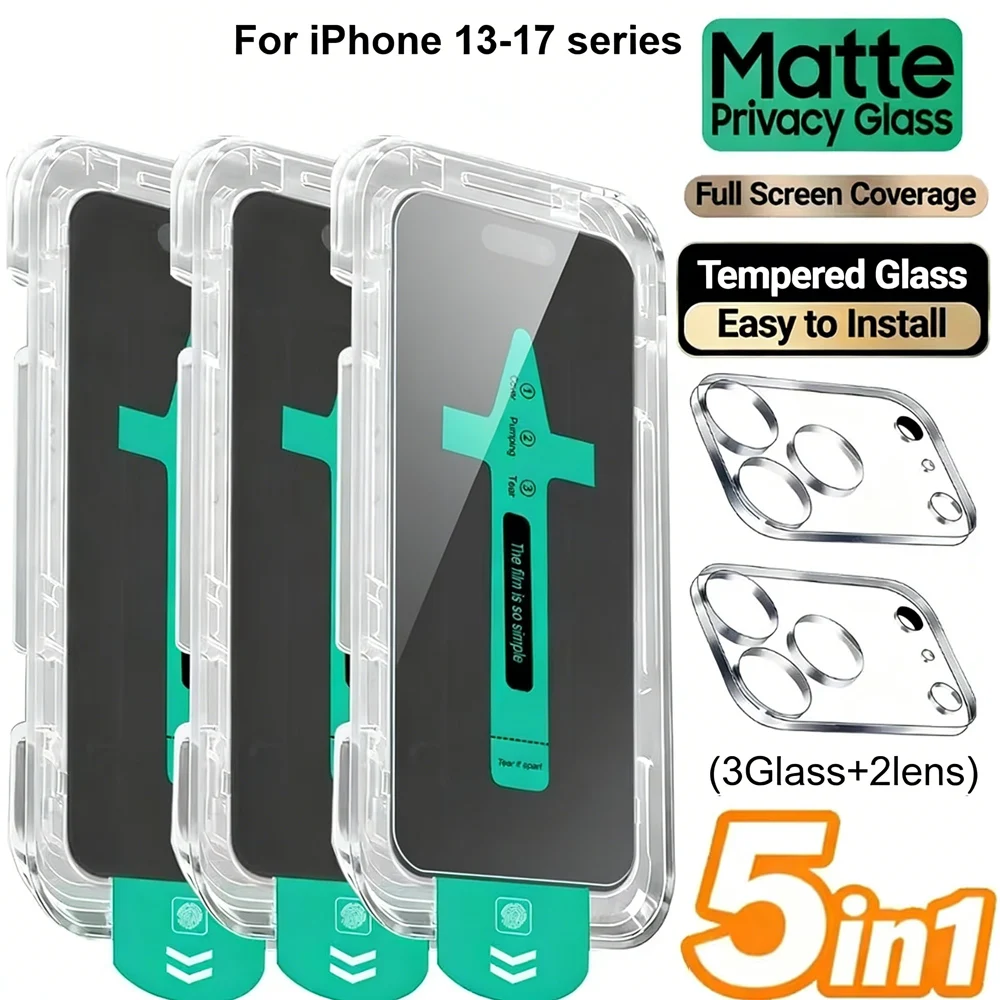 5pcs Matte Anti-Peeping Screen Protector For iPhone 17 Pro Max Air 17 ...
