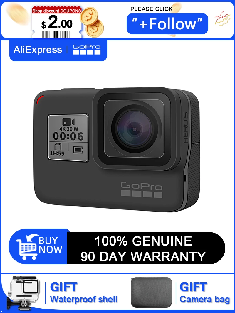 Used-Gopro-hero-5-black-action-camera-4k30-fram-ultra-hd-12MP-Anti ...