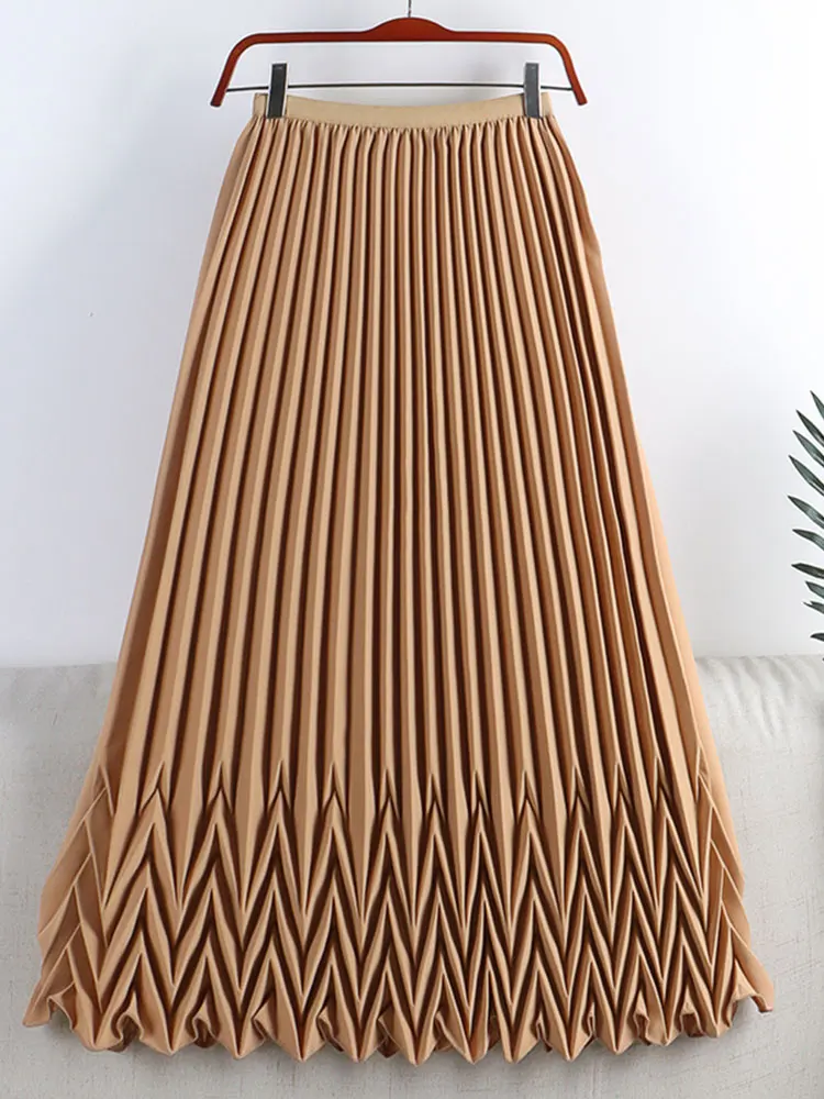 Tigena-Maxi-Falten-rock-Frauen-Fr-hling-sthetisch-l-ssig-solide-All ...