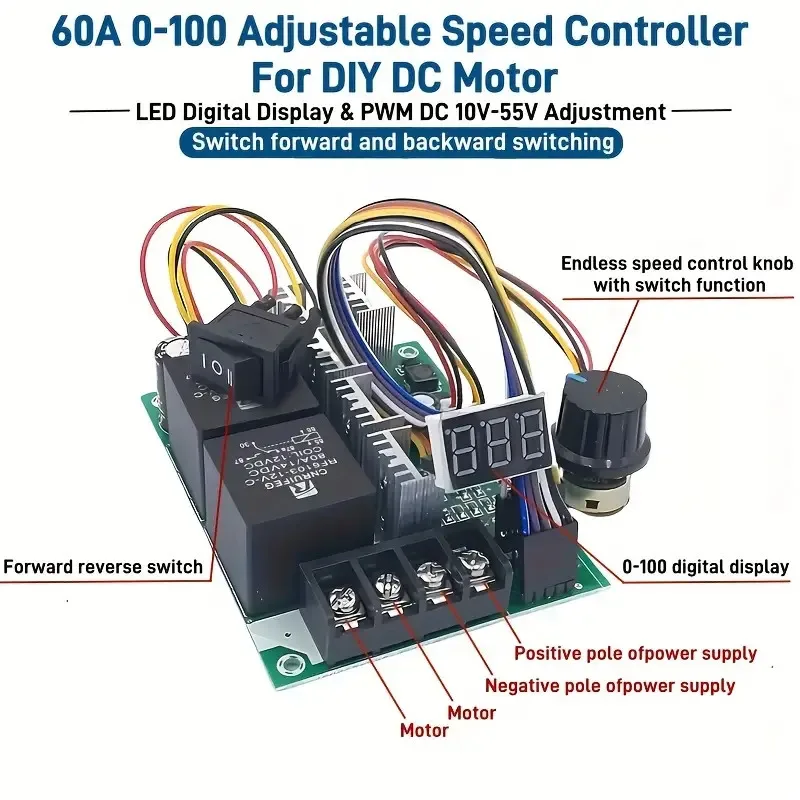 60A-0-100-Adjustable-Speed-Controller-For-DIY-DC-Motor-LED-Digital ...