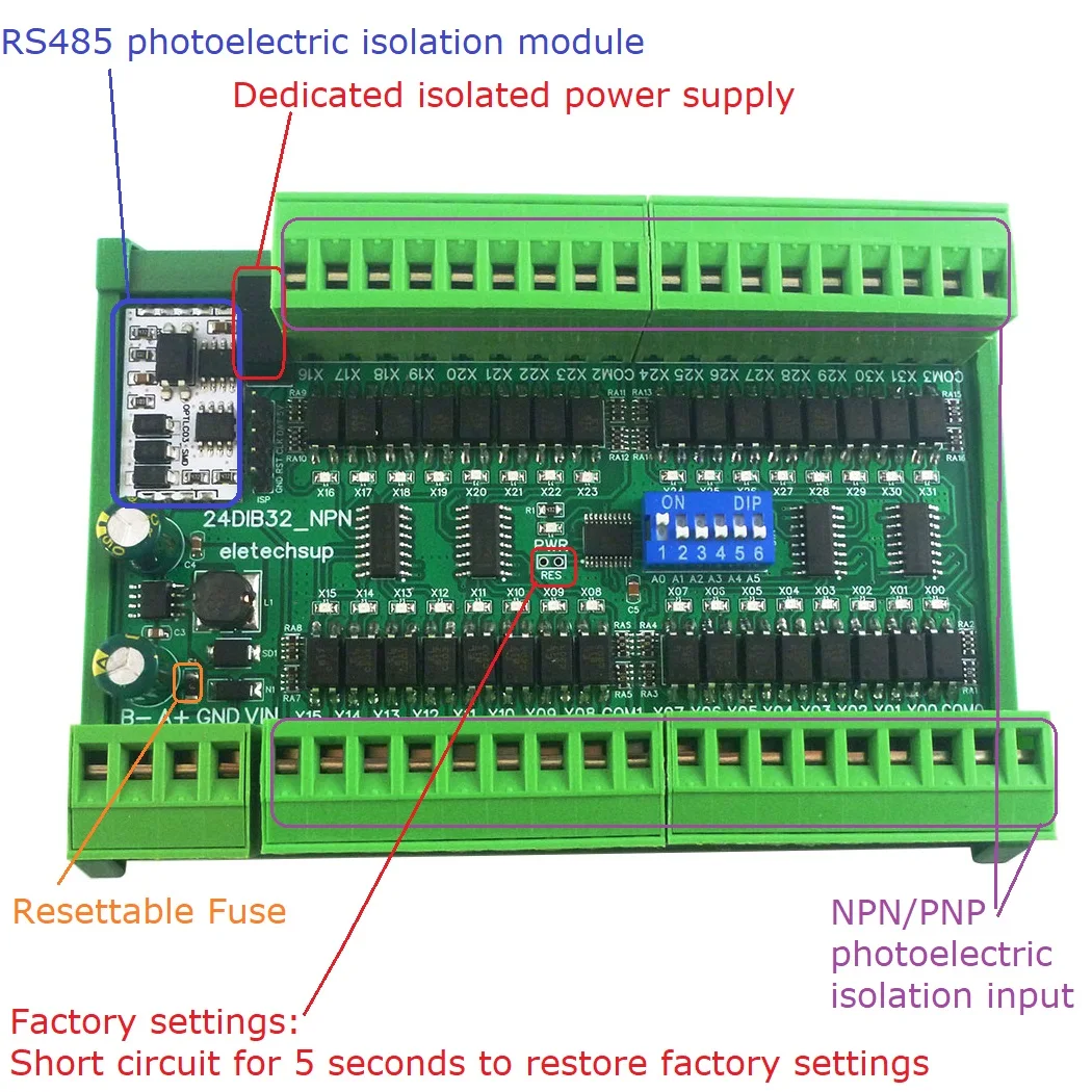 16-48-DI-NPN-PNP-Digital-Switch-PLC-IO-Expansion-Board-3000VDC-Optical ...