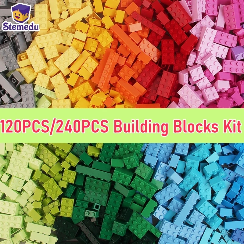 120Pcs-Building-Blocks-Bulk-Lot-Pack-Sorted-By-Color-Bricks-Block-Plate ...