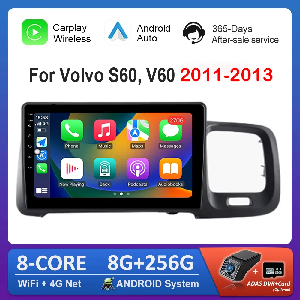 Carplay Car Radio Multimedia player 9 inch for Volvo S60 V60 2011 ...