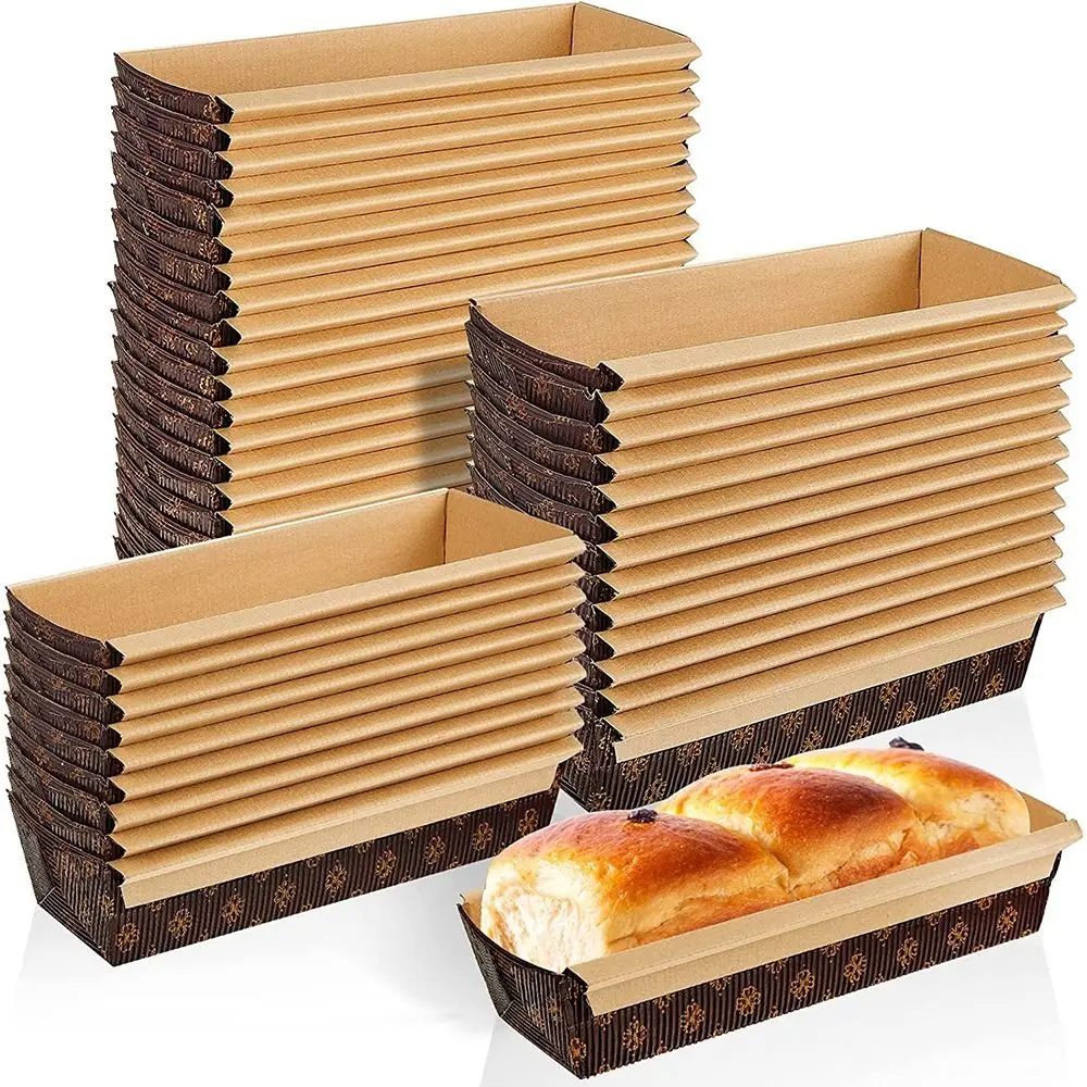 25PCS-Brown-paper-baking-loaf-pan-bread-Rectangle-Tray-Brownie-Toast ...