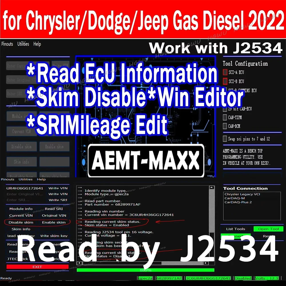 AEMT MAXX para Chrysler VIN Editor programa PCMs editar desnatado uso ...