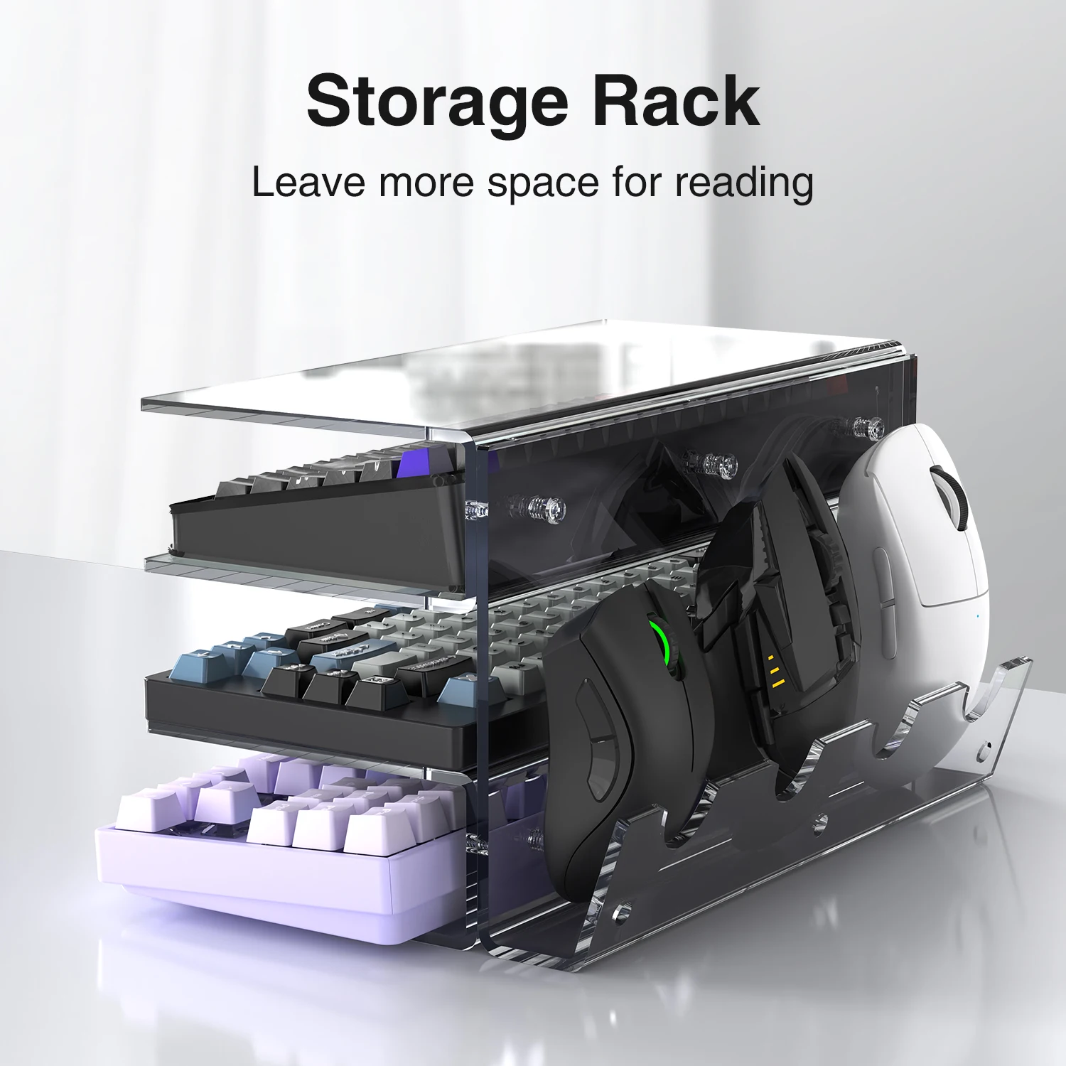 Acrylic-Keyboard-Mouse-Storage-Rack-3-Tier-Keyboard-Display-Stand ...