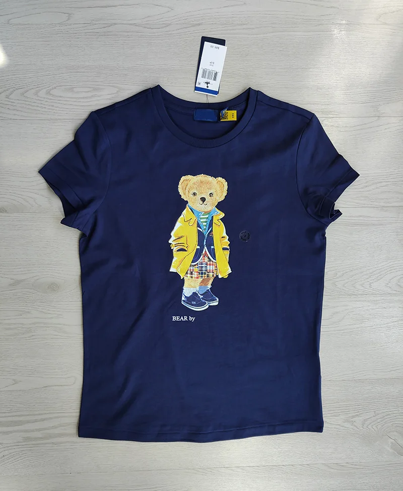 Camiseta-de-manga-corta-con-cuello-redondo-y-estampado-de-oso-para ...