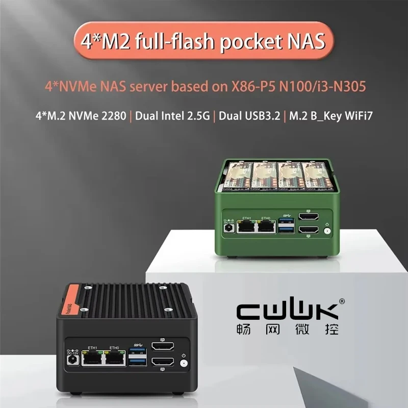 CWWK 토프톤 X86-P5 포켓 NAS 보드 PC 인텔 i3-N305 N100 2xi226-V 2.5G DDR5 4800MHz ...