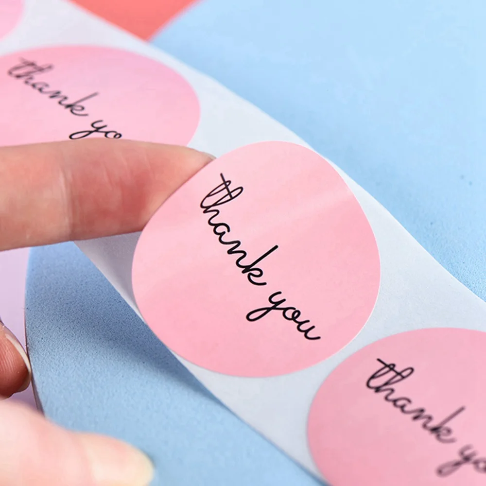 100-500pcs-Pink-Thank-You-Stickers-Cute-Round-Labels-For-Small-Business ...