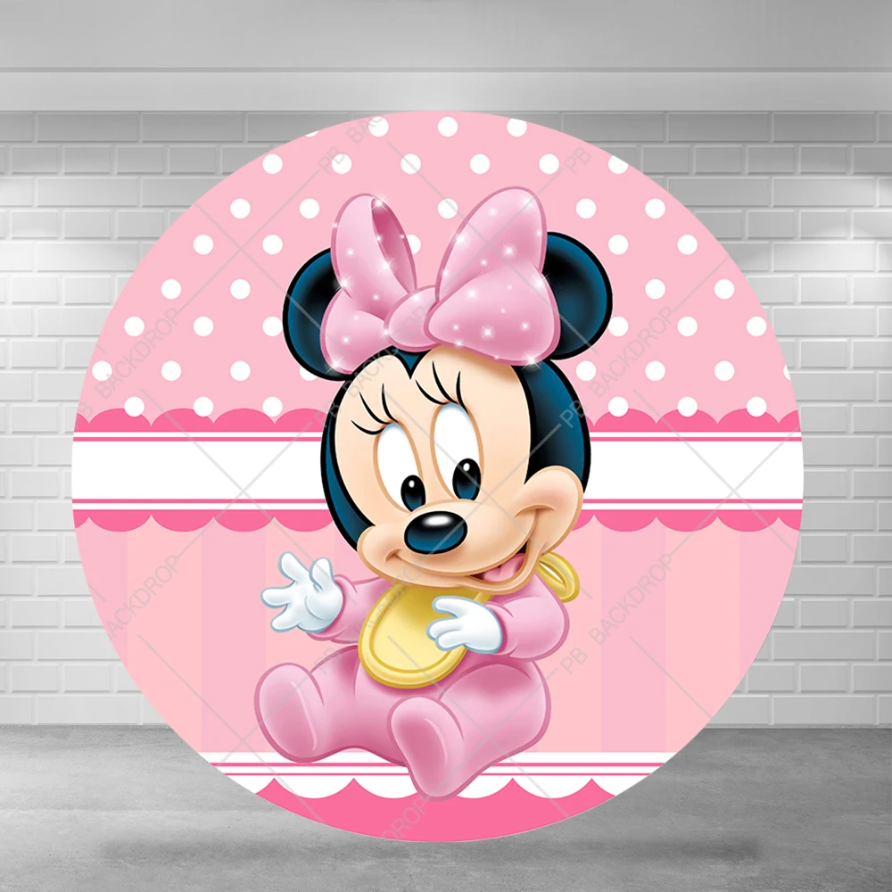 Disney-Baby-Pink-Minnie-Mouse-Round-Backdrop-Cover-Stripes-Dots-Girl ...