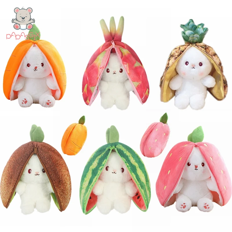 New Fruit Bag Transform To Rabbit Plush Toys 18cm Lovely Long Ears ...