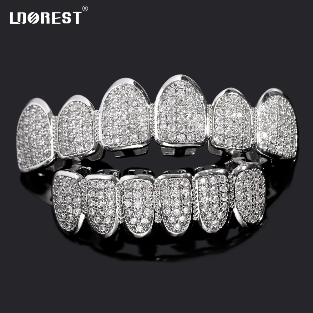 HipHop-Iced-Out-Teeth-Grillz-Set-For-Men-Women-Bling-Cubic-Zircon-Paved ...