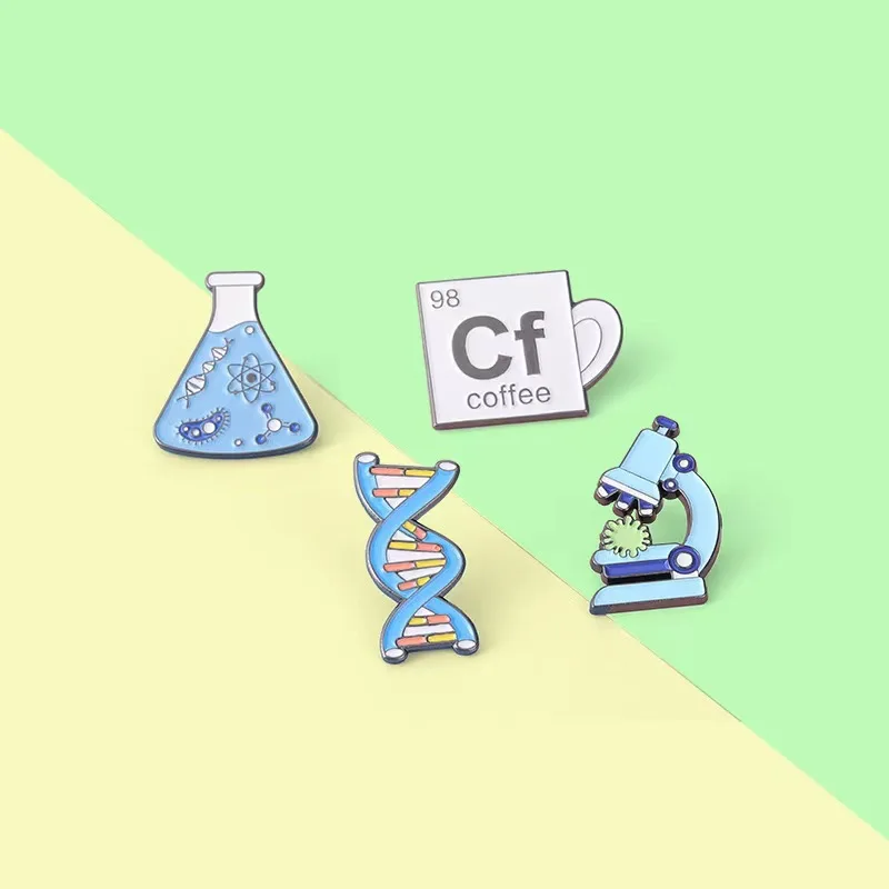Science-Enamel-Pin-Microscope-Beaker-Chemical-Molecular-DNA-Biological ...